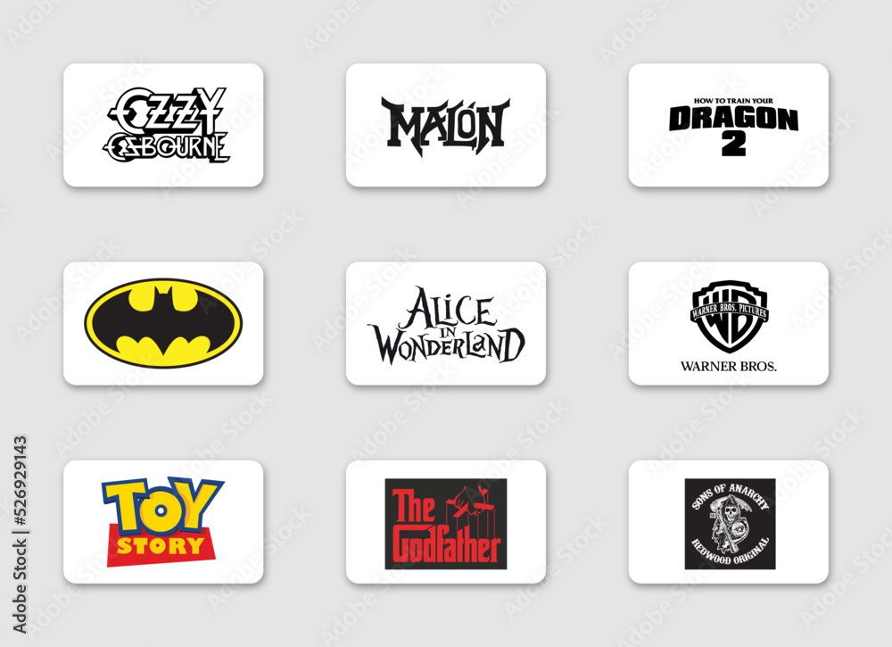 Popular movies and music logo collection. Famous movie and music ...