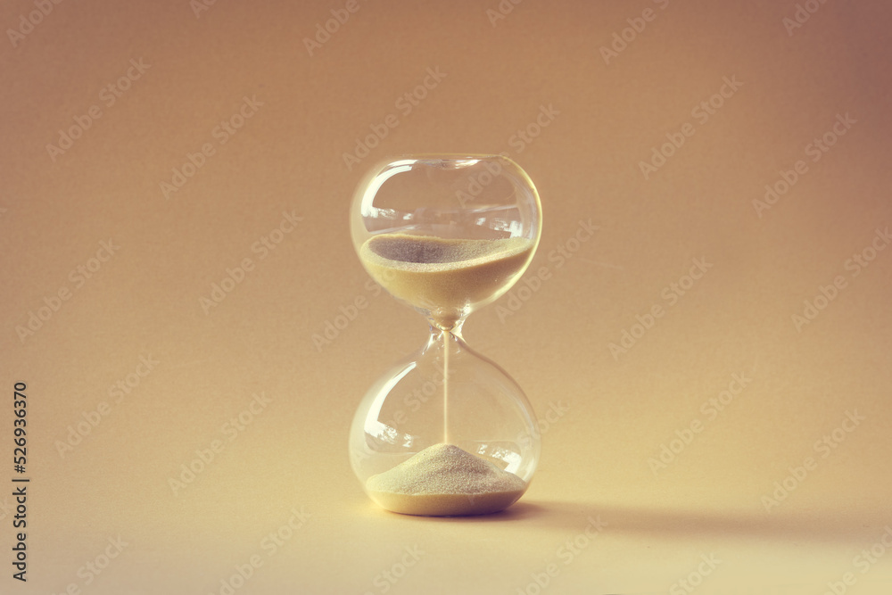 Hourglass, also known as sandglass, sand timer, sand clock. Single ...