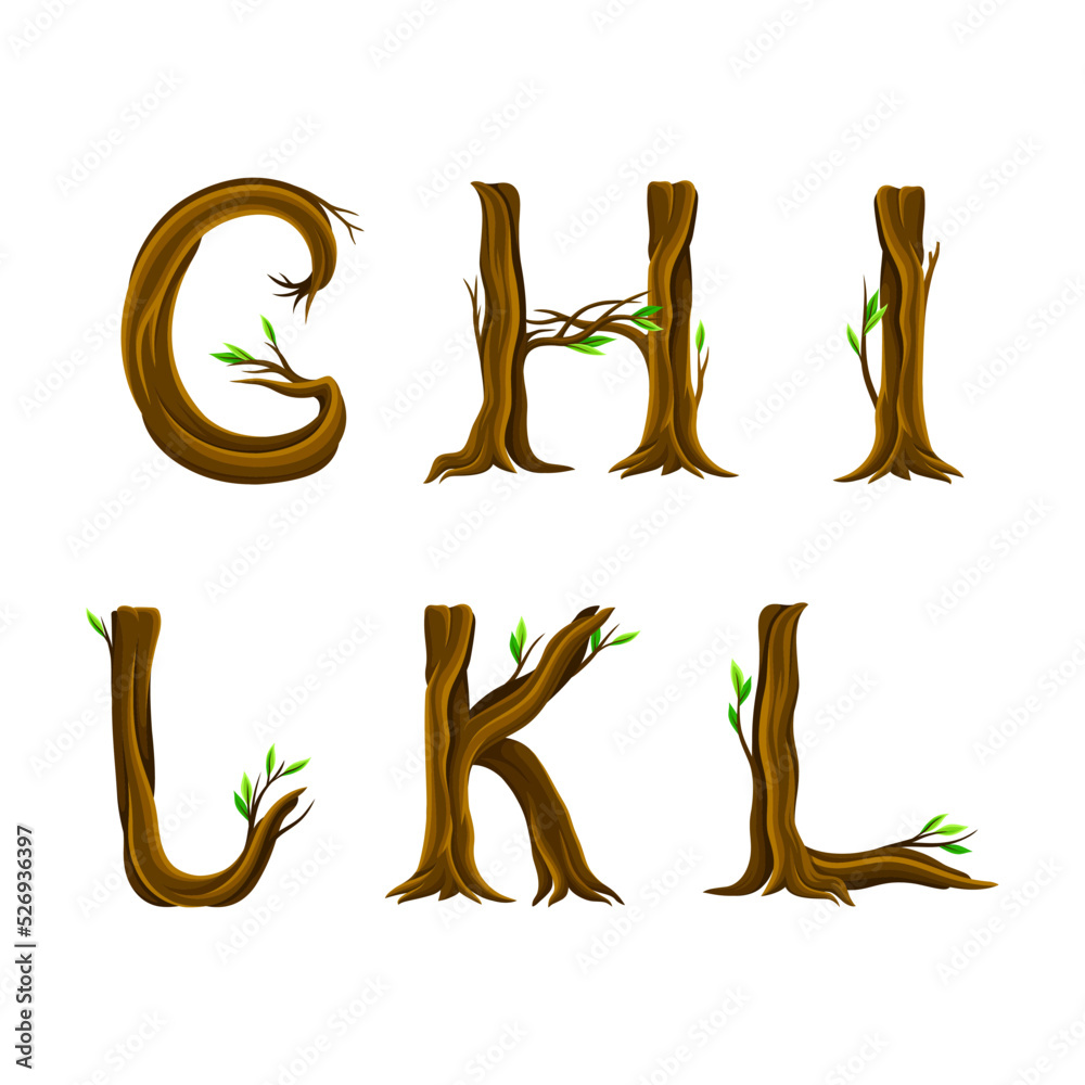 Forest Alphabet Arranged from Tree Trunk and Branches with Capital ...
