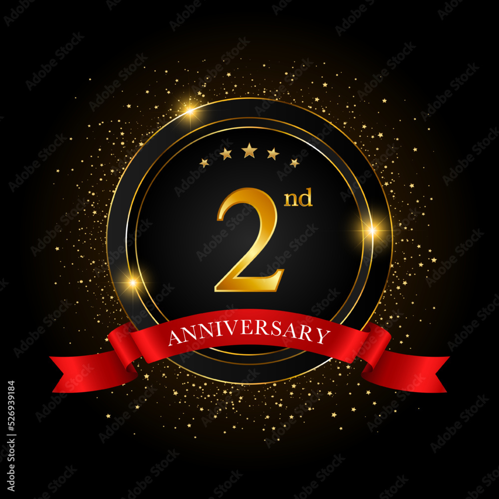 2nd Anniversary. Golden anniversary celebration template design, Vector ...