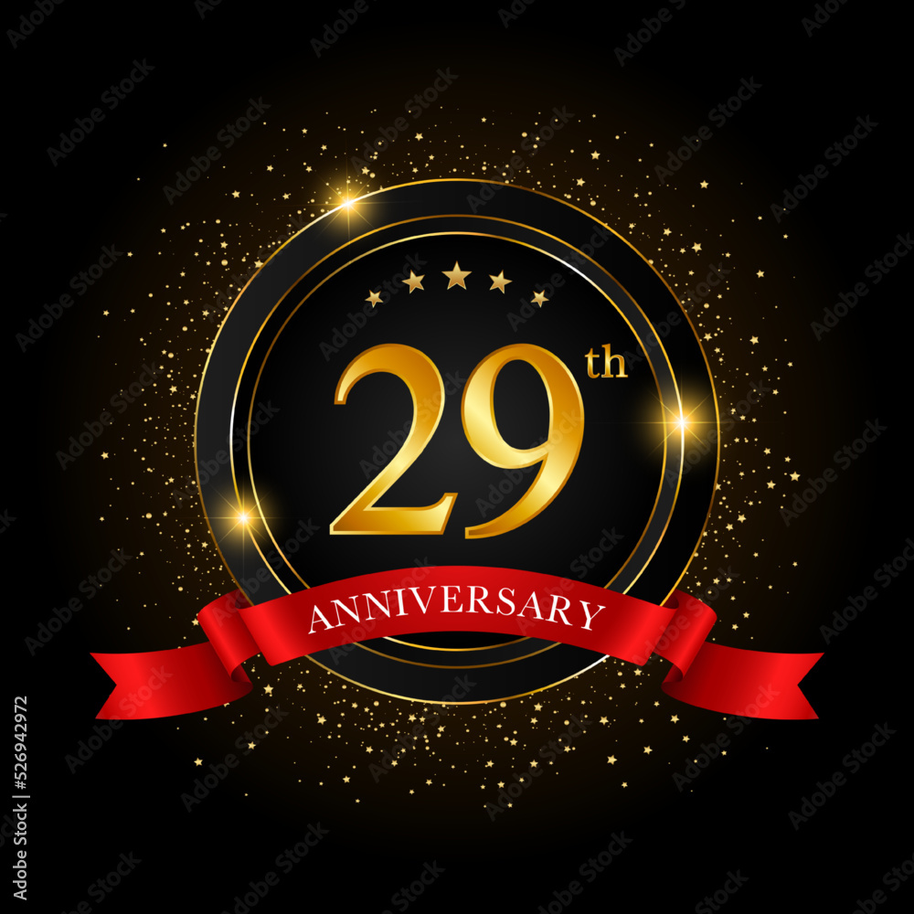 29th Anniversary. Golden anniversary celebration template design ...