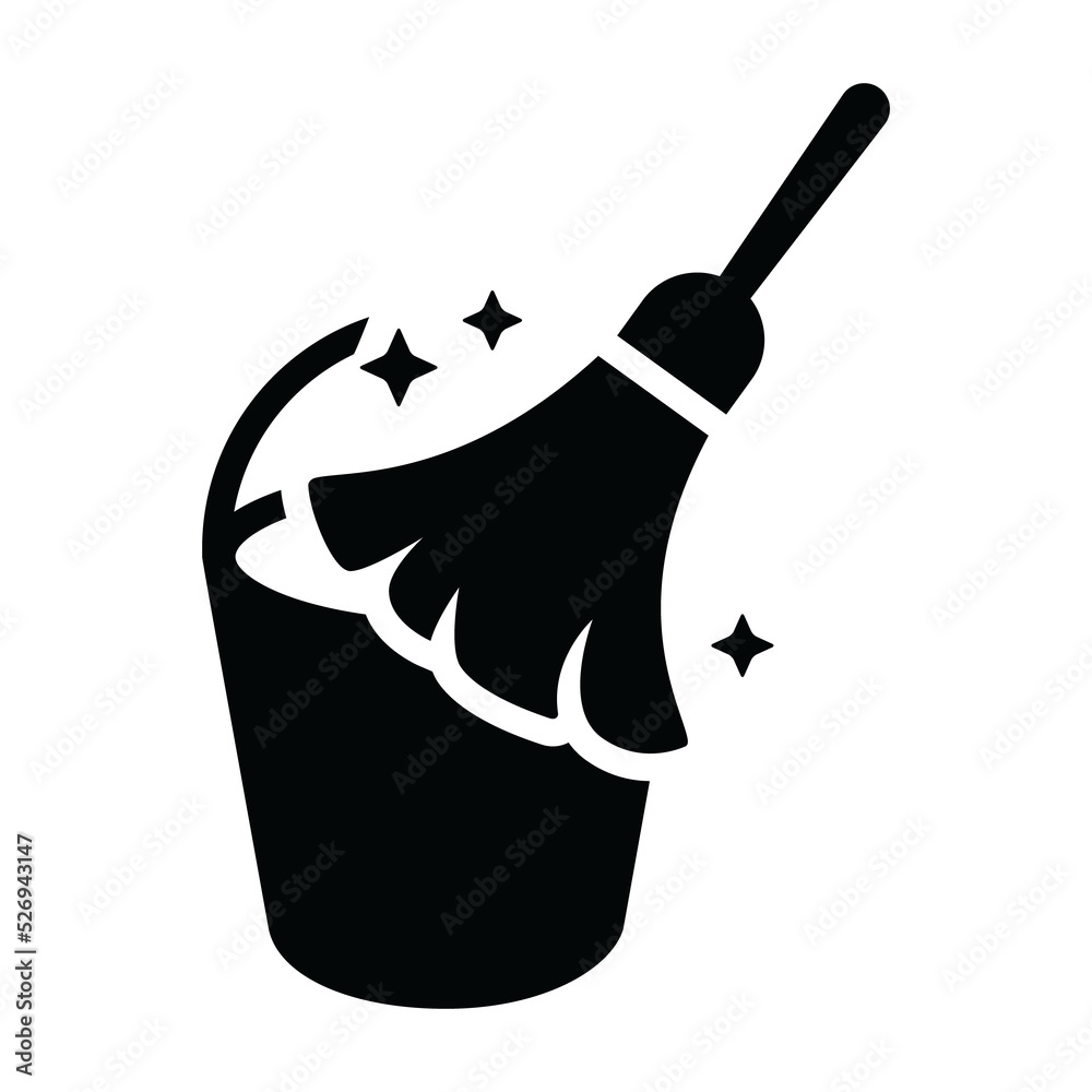 Floor mop icons. Mop And Bucket symbol. Cleaning service signs for apps ...