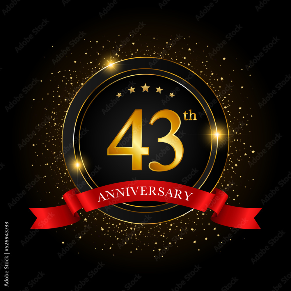 43th Anniversary. Golden anniversary celebration template design ...