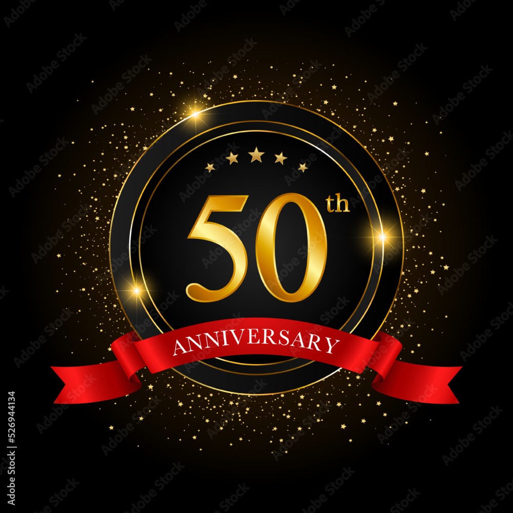 50th Anniversary. Golden anniversary celebration template design ...