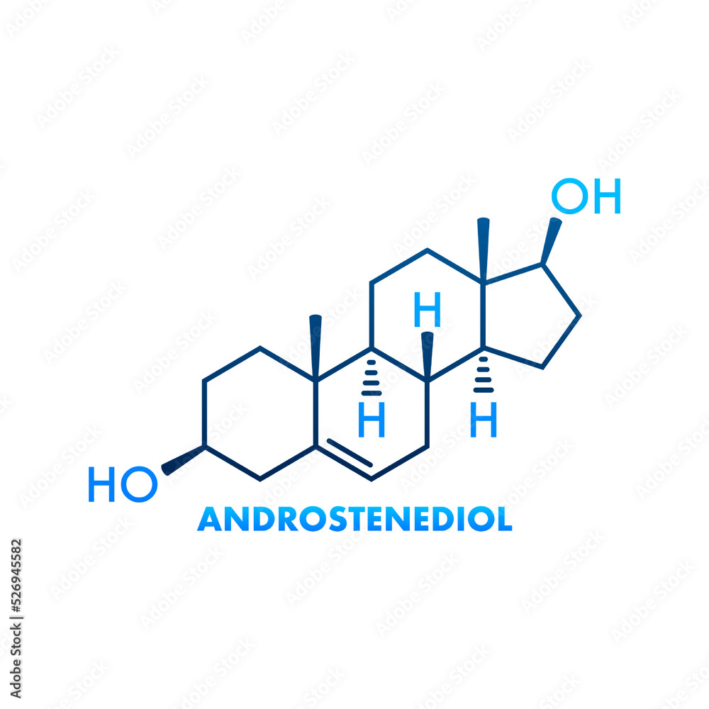 Illustration with androstenediol formula. Structural chemical formula ...