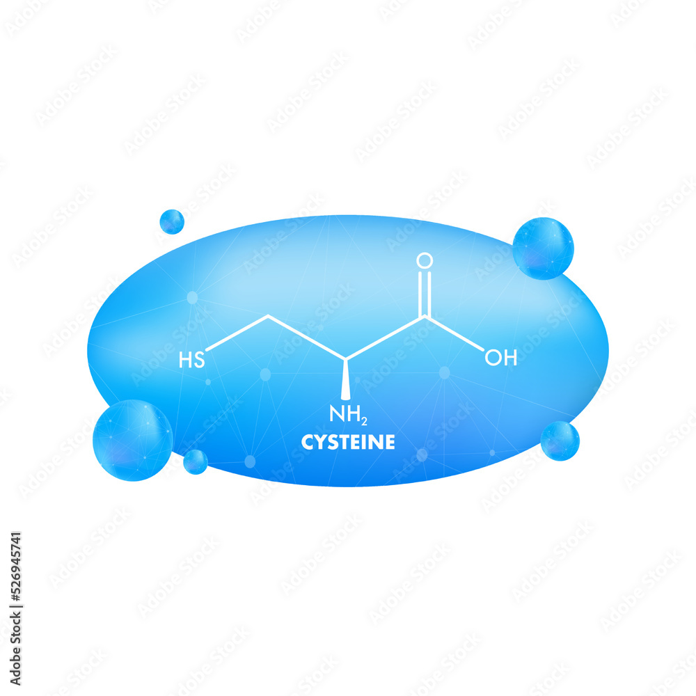 Cysteine molecular skeletal chemical formula. 3d icon with cysteine ...