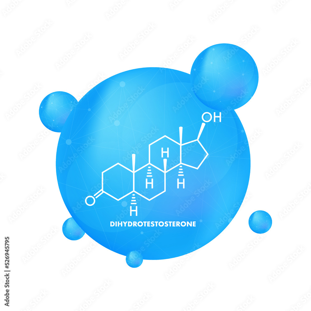 Dihydrotestosterone DHT, androstanolone, stanolone hormone molecule ...