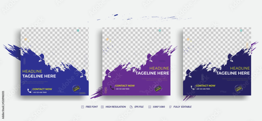 Vetor de Social media post template design set. super sale offer post ...