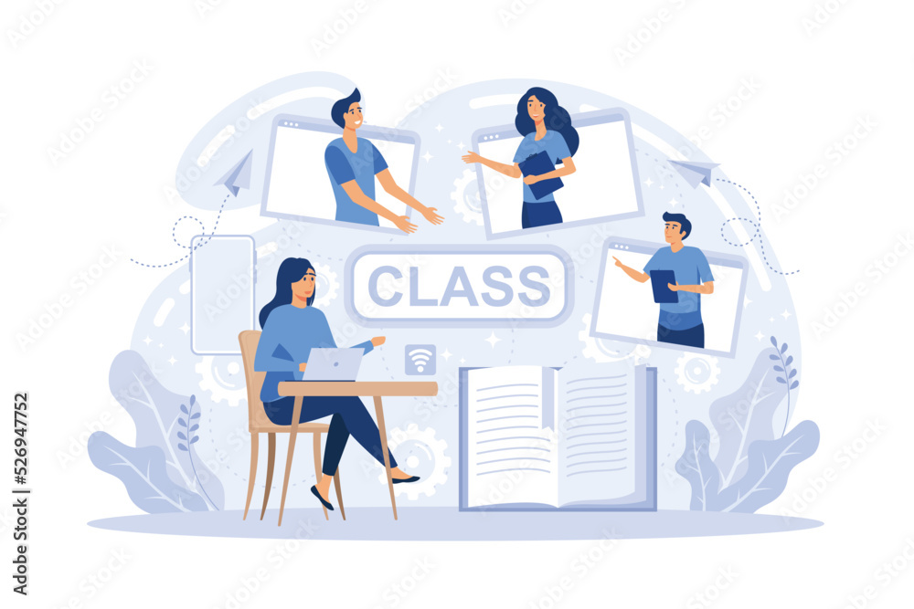 E-learning banners Online education, home schooling, online classes, training and courses. Web ...