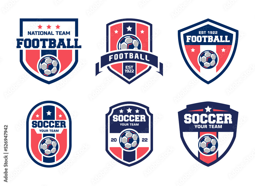 Soccer football logo, emblem collections, designs templates. Set of ...