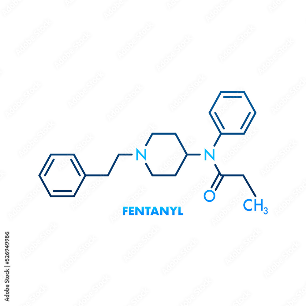 Fentanyl molecula formula. Vector drawing. Vector icon. Stock ...