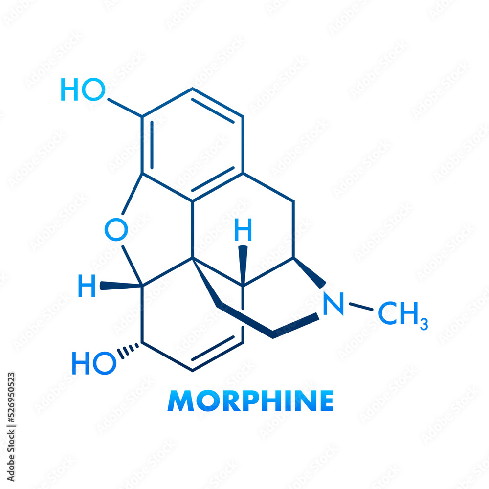 Morphine concept chemical formula icon label, text font vector ...