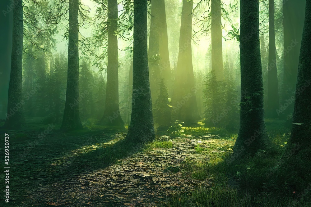 Misty Green Forest