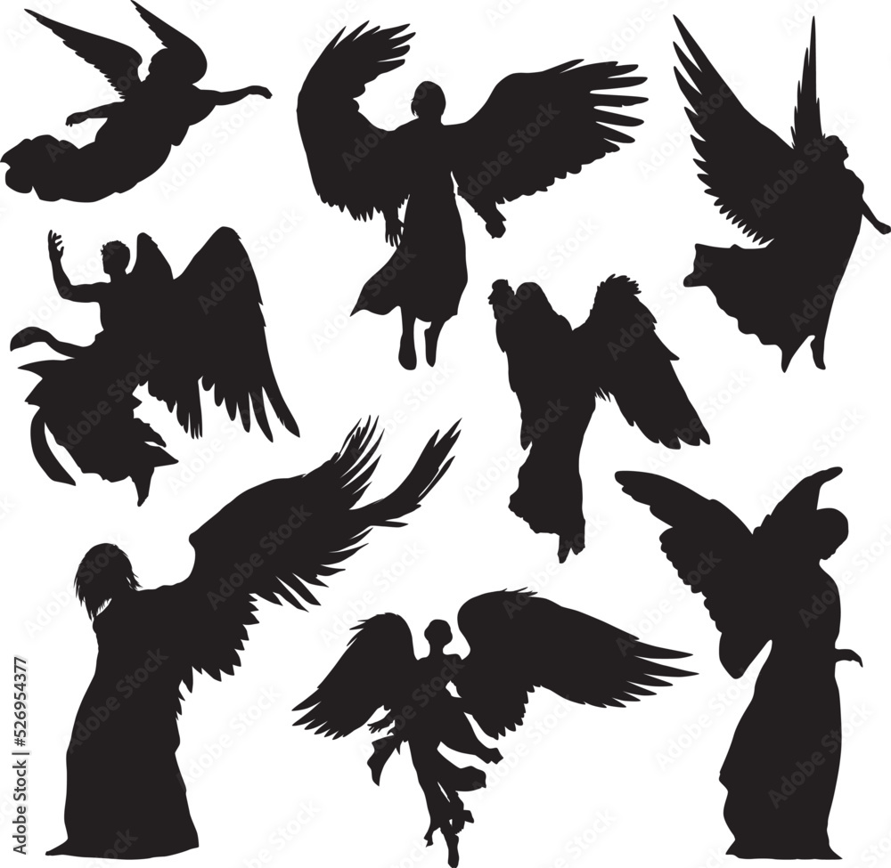 angel silhouette Stock Vector | Adobe Stock