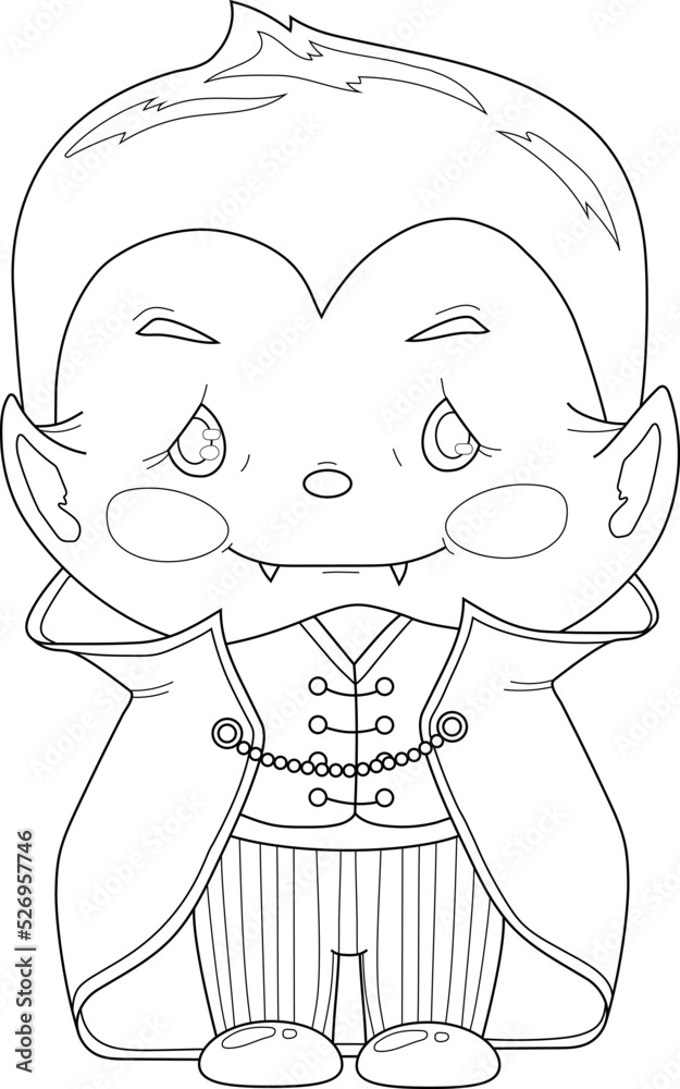 Cute cartoon baby vampire character skecth template. Halloween vector ...