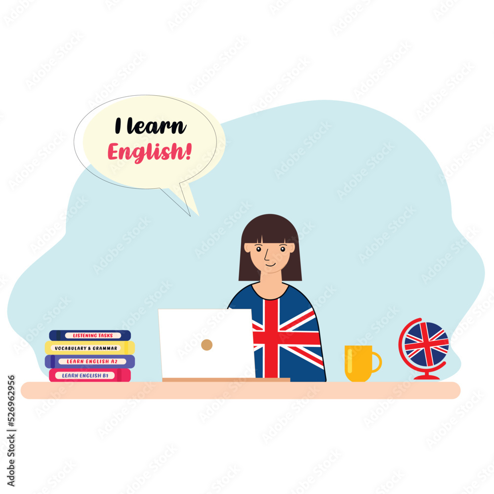 Learn English language. Internet banner or ad learning English. Vector ...