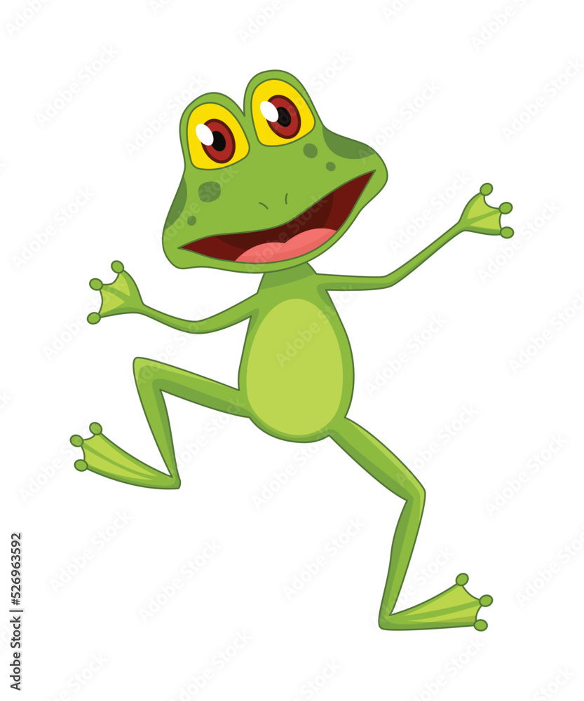 Cartoon frogs Funny cartoon frog. Little amphibia character standing ...
