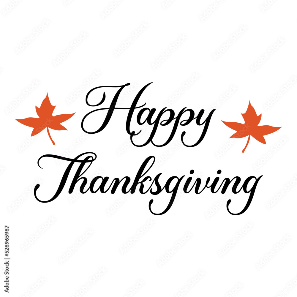 Logo con texto manuscrito Happy Thanksgiving con silueta de hojas de ...