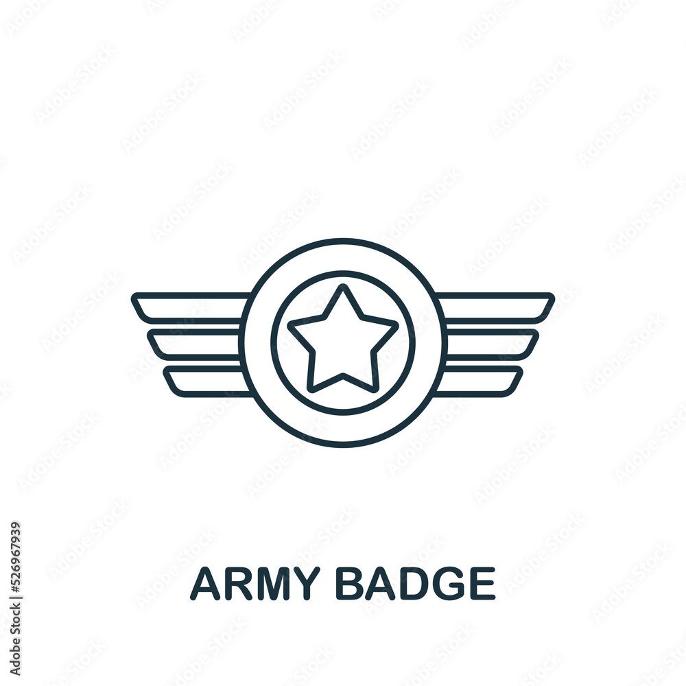 Army Badge icon. Line simple line War icon for templates, web design ...