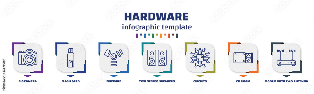 infographic template with icons and 7 options or steps. infographic for hardware concept ...