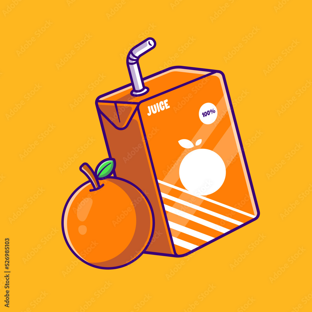 Orange Juice Box Cartoon Vector Icon Illustration. Food And Drink Icon ...