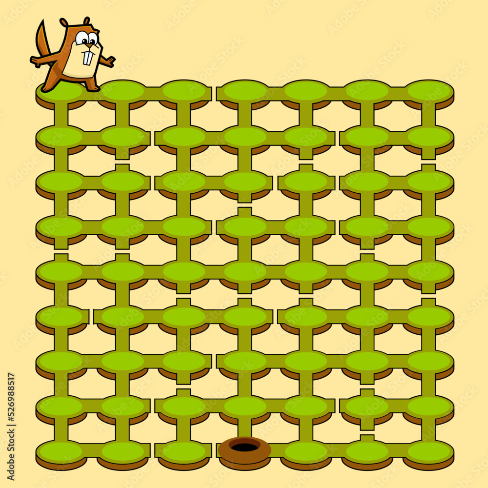 Cartoon Maze Game Education For Kids Help Gopher Get To His Hole ...