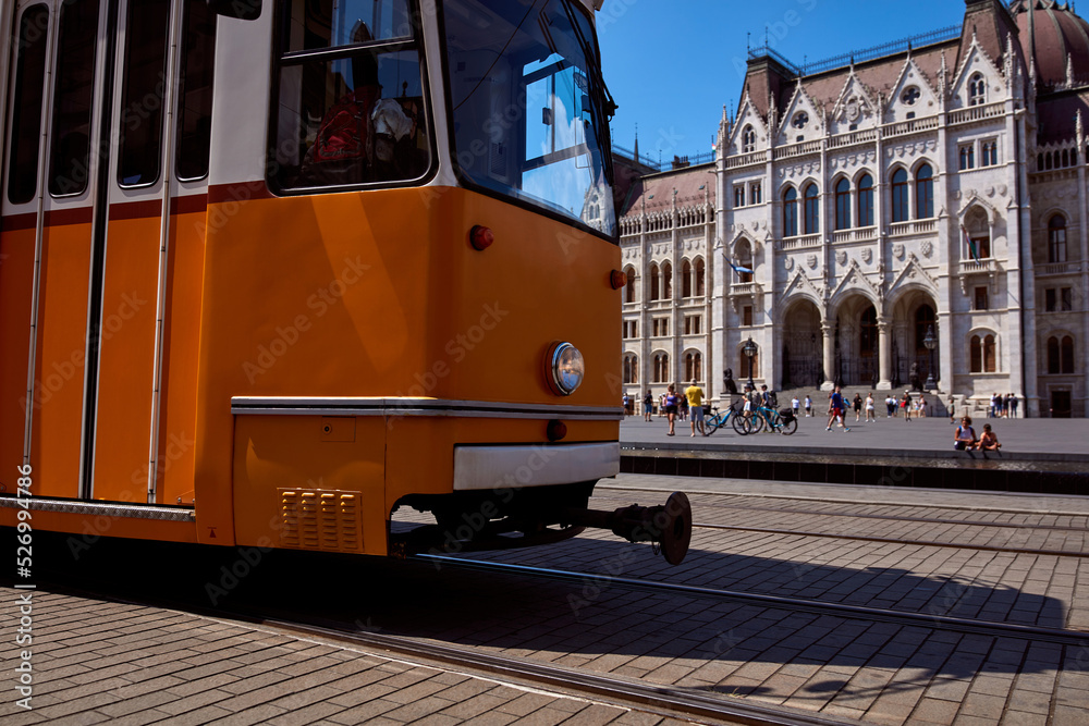 Tram tramway public transportation in Budapest, Hungary. Stock Photo ...