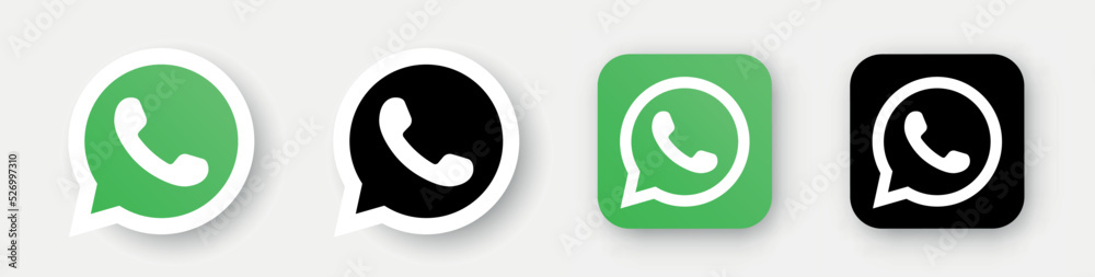 Whatsapp icon.Whatsapp button. Social media icons. Realistic whatsapp ...