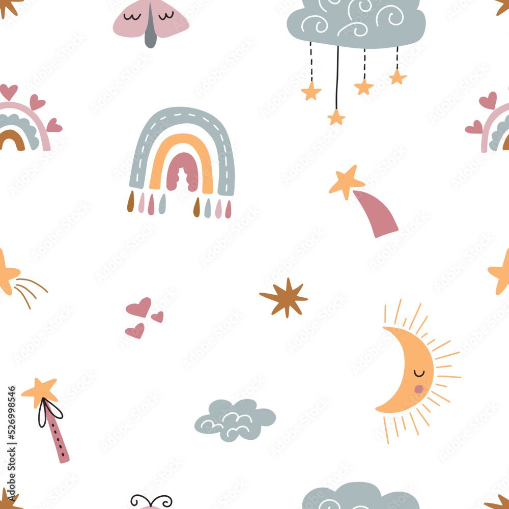 Seamless pattern with magic items for little princesses. Vector ...
