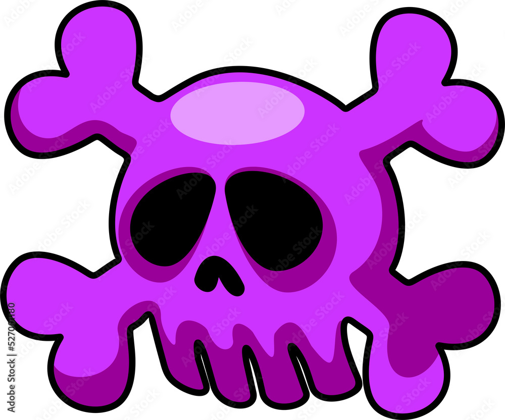 Purple Skull Crossed bones Icon Cartoon Character isolated - Skulls ...