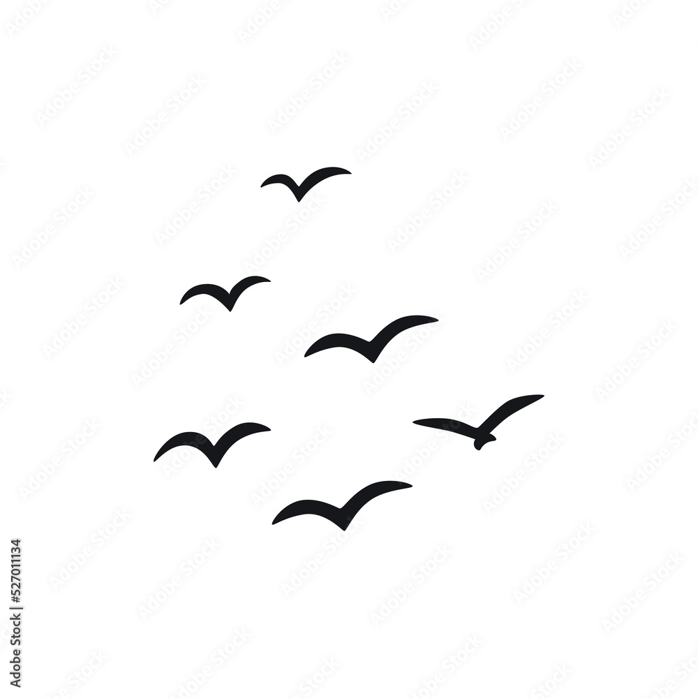 Flock Of Birds Vector Flock Flying Birds Black Vector Bundle Graphic
