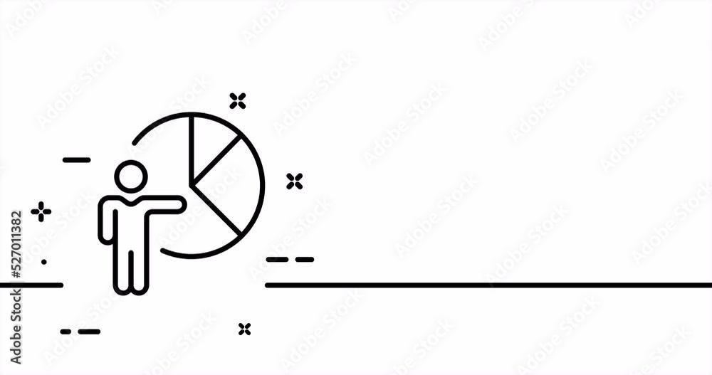 Man near pie chart. Board with diagram, chart, growth, income ...