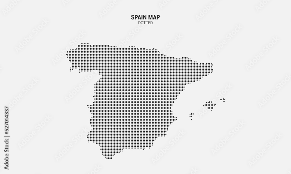Black halftone dotted spain map. Dotted map vector illustration ...