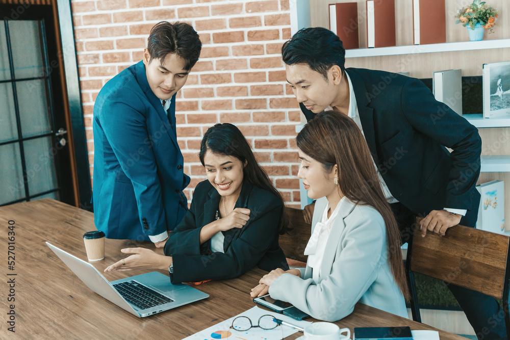 Happy diverse employees team celebrating teamwork success, business ...