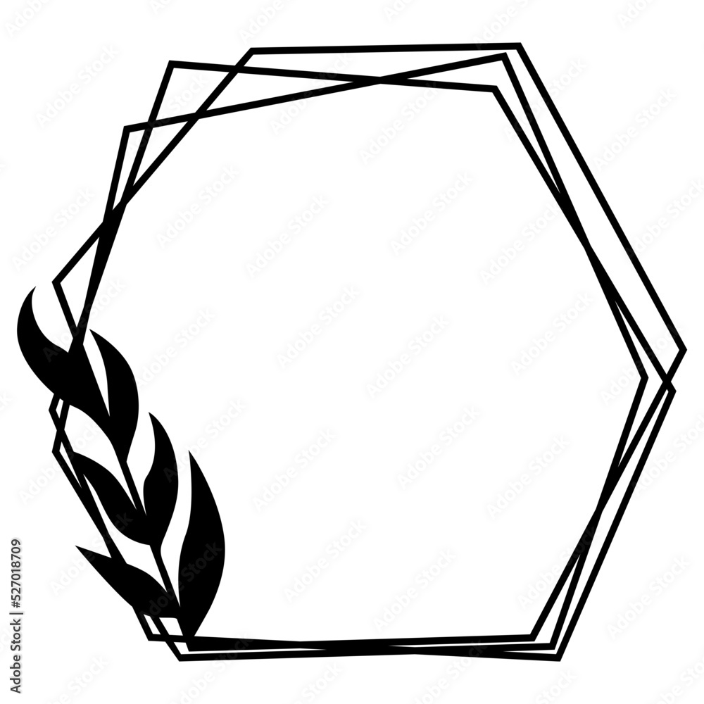 Hexagon leaves border svg, Monogram frame svg Stock Vector | Adobe Stock