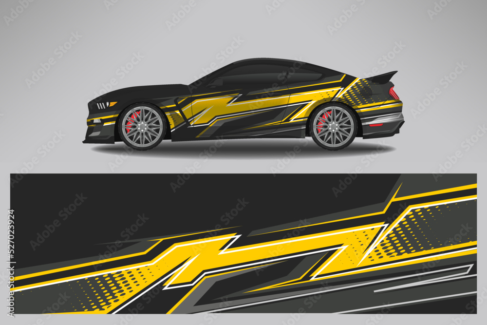 Car decal wrap livery design. Graphic abstract line racing background ...