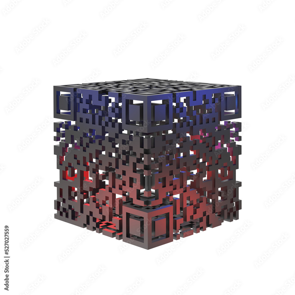 3D QR code design. 3D QR code model. Stock Illustration | Adobe Stock