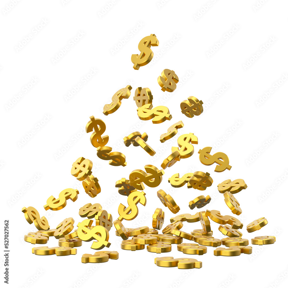 Falling dollar sign. 3D currency sign. Stock Illustration | Adobe Stock