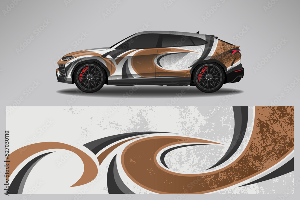 Car decal wrap livery design. Graphic abstract line racing background ...