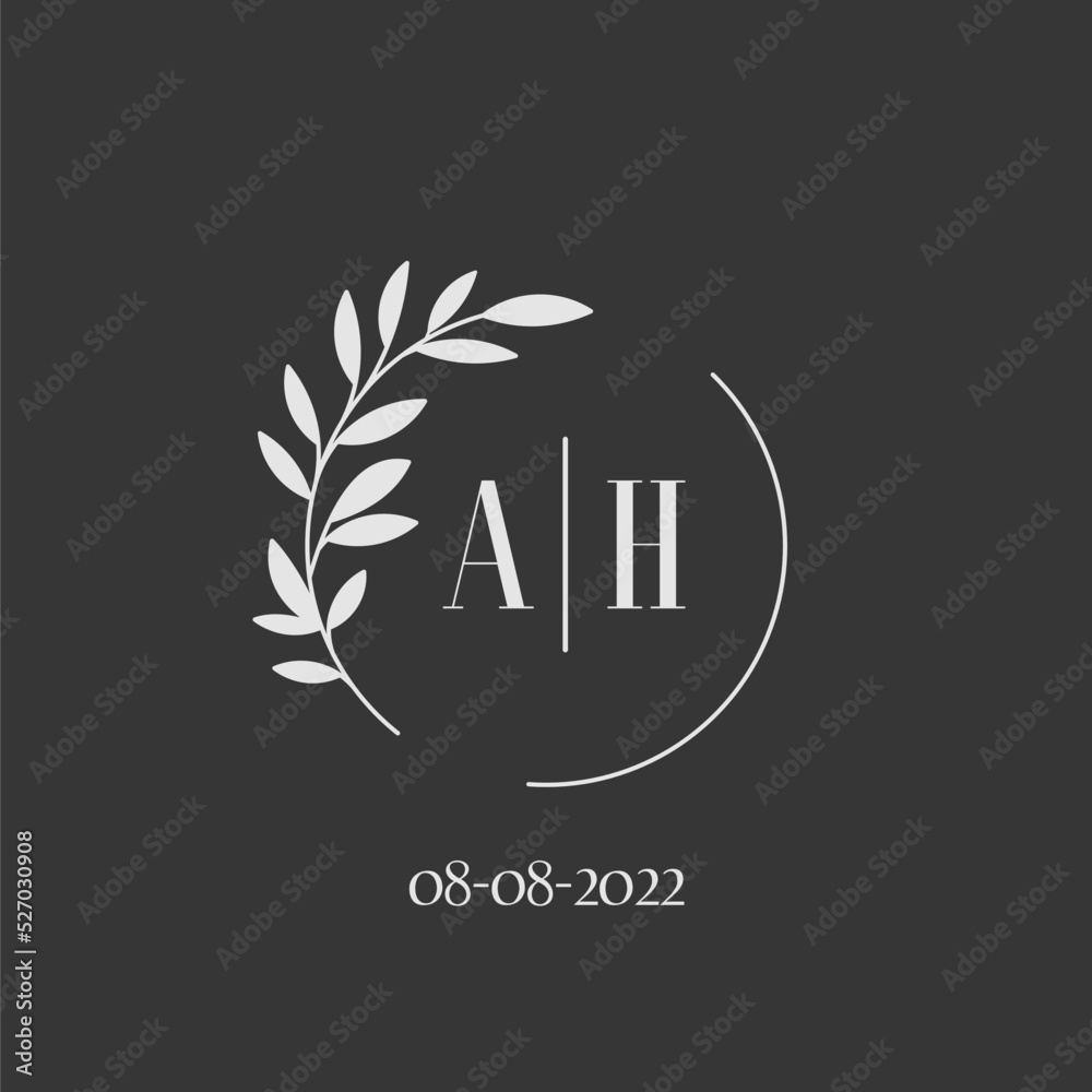 Initial letter AH wedding monogram logo design inspiration Stock Vector ...
