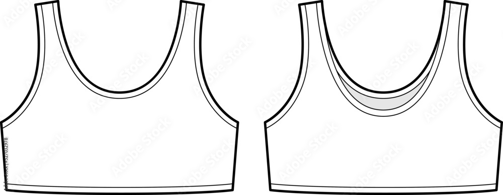 Girl bra technical sketch illustration. Casual underclothing. Stock ...
