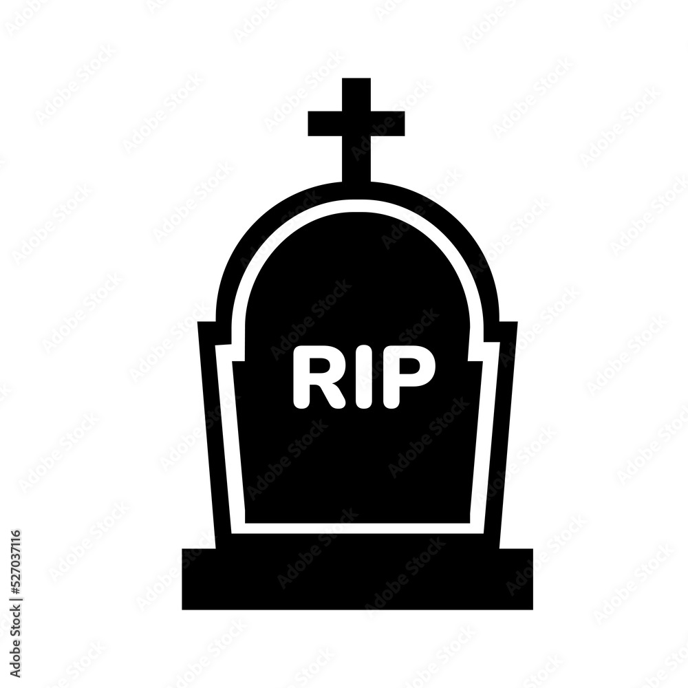 Grave in the cemetery. Black silhouette and grave icon in vector set ...