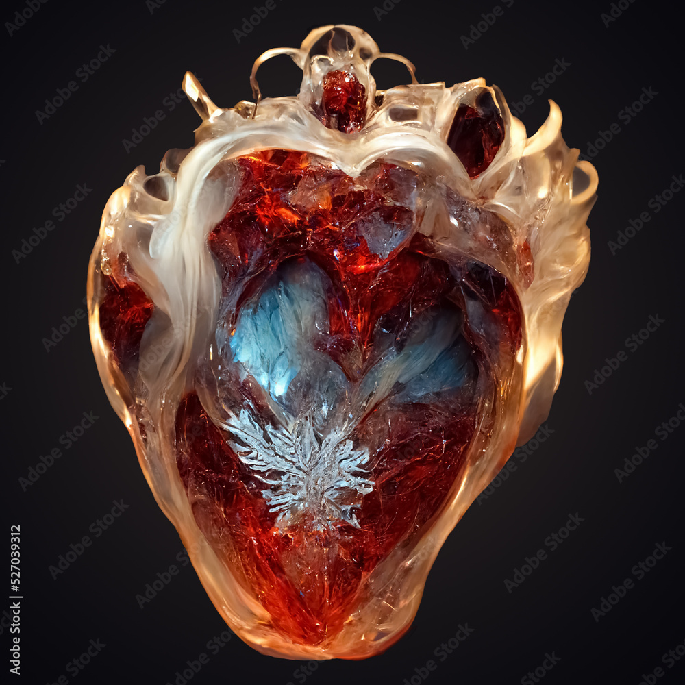 Human heart with flames and ice. Created with generative ai technology ...