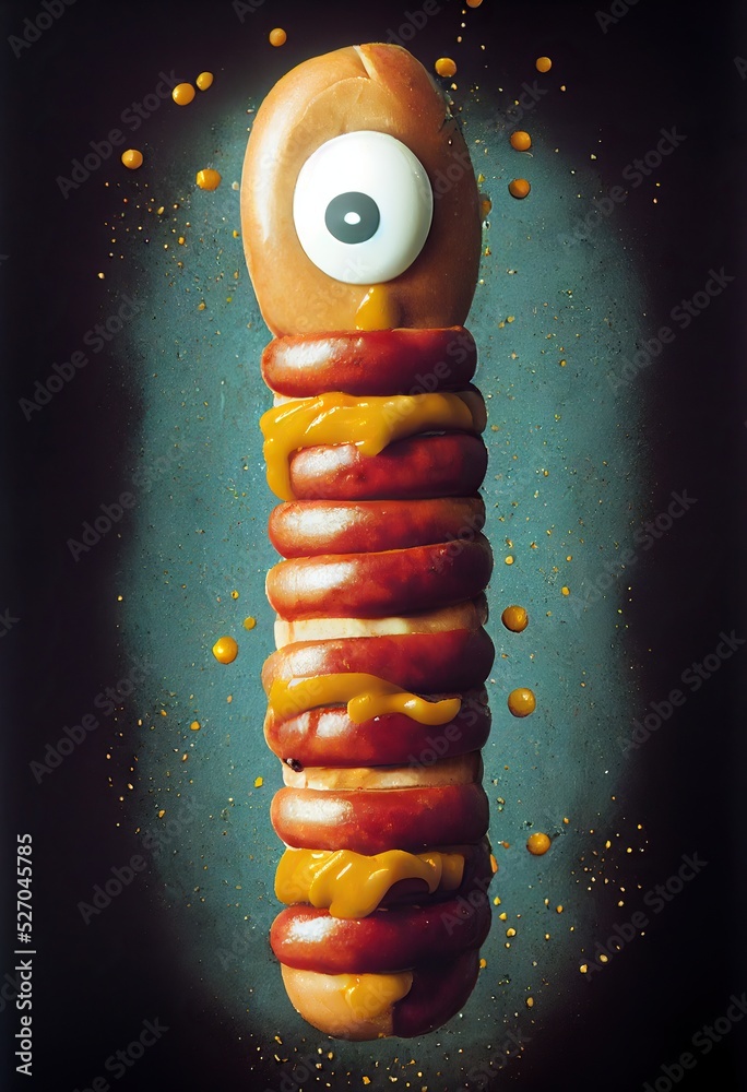 Surreal saucy sausage monster with googly eyes - this imaginative ...