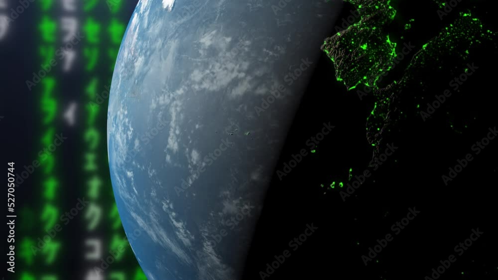 Earth globe with code in background symbol of world connections - 3D ...