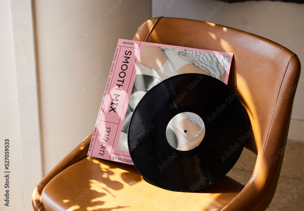 Vinyl Sleeve and Disk Mockup with Shadows Stock Template | Adobe Stock
