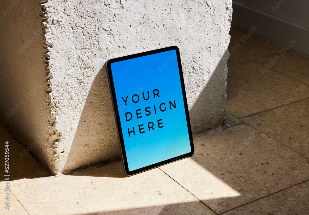 Vertical Tablet Mockup on Industrial Background Stock Template | Adobe ...