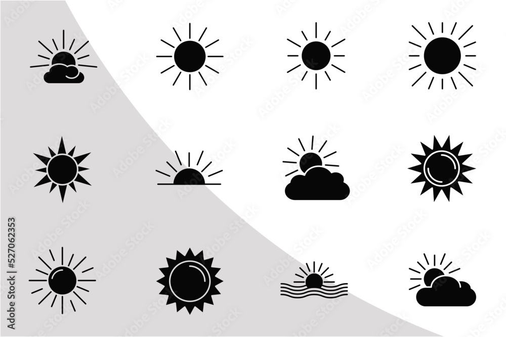 Sun Icons Fill, Suns Svg, Sun Bundle, Icon Bundle, Sunrise SVG, Sun ...