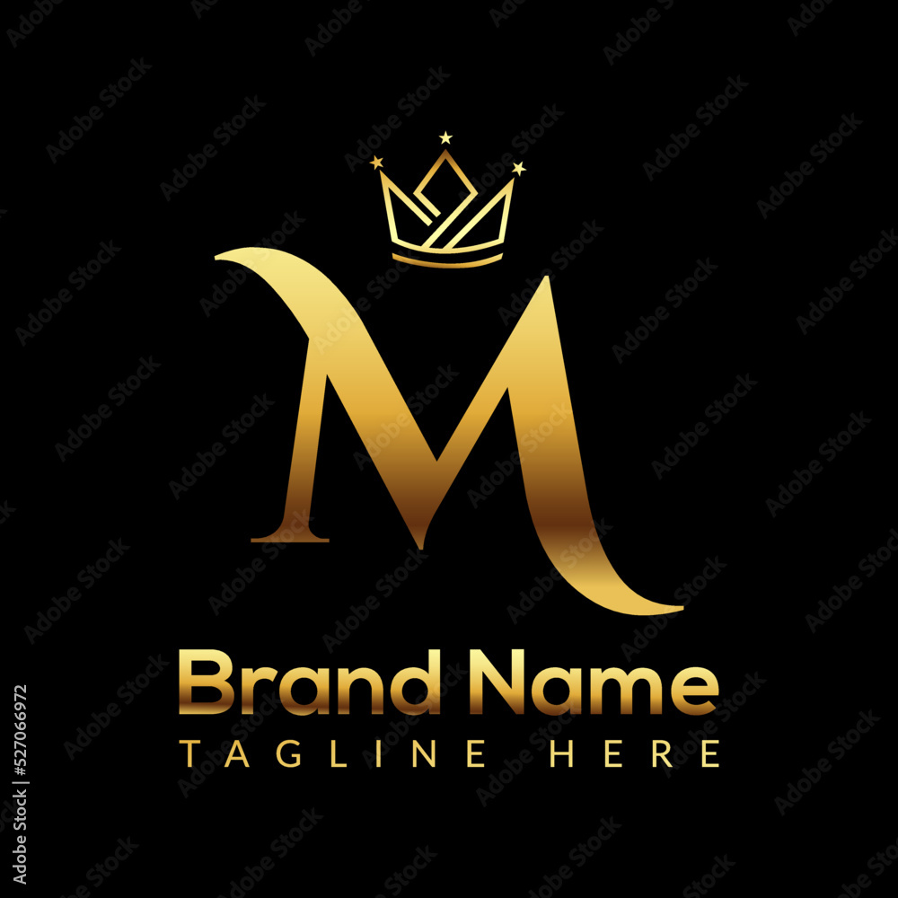 Crown Logo On Letter M Template. Crown Logo On M Letter, Initial Crown ...