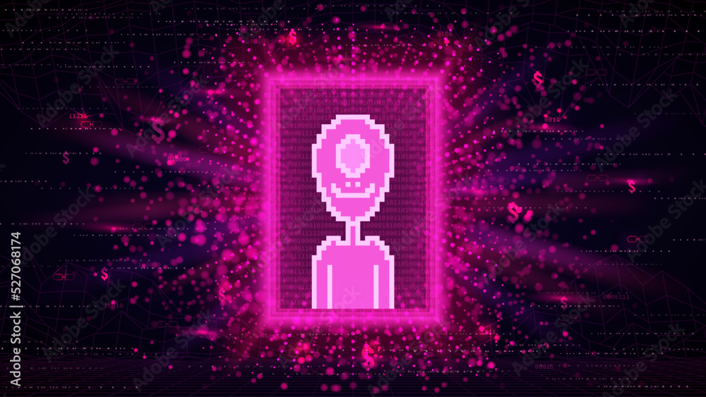Concept of NFT art installation. Vector illustration with image of ...